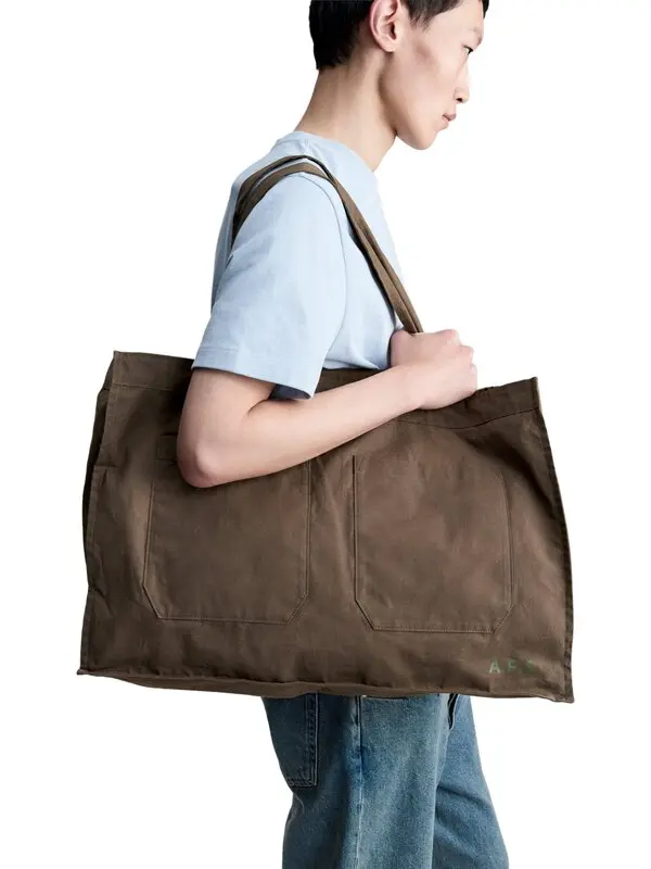 A.p.c. Pocket Tote Double Pocket Bag One Size - Khaki Green