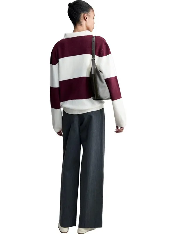A.p.c. Luis Polo White And Wool Rugby Polo Shirt Tgc - Burgundy