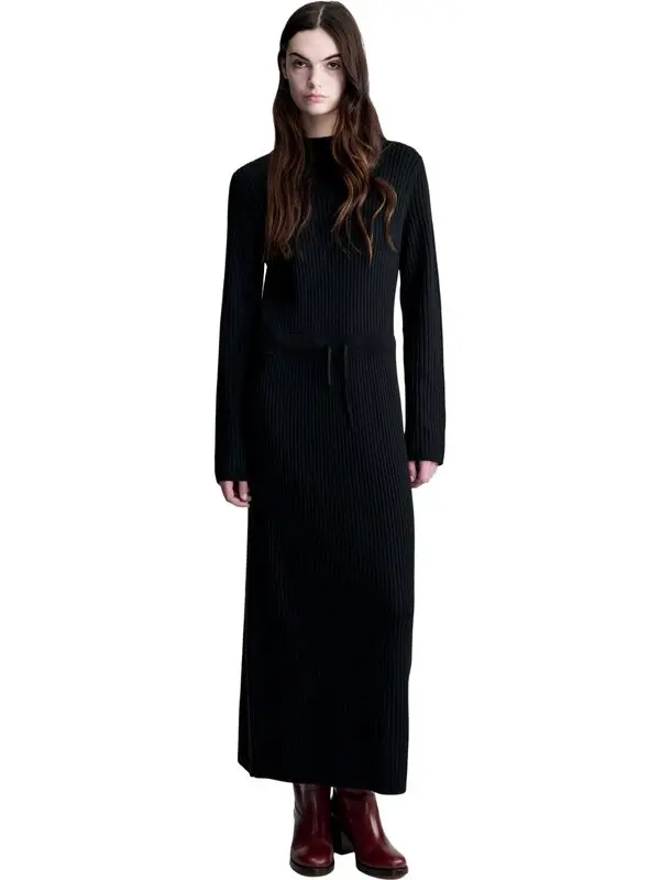 A.p.c. Aimee Dress Long Wool Dress - Black