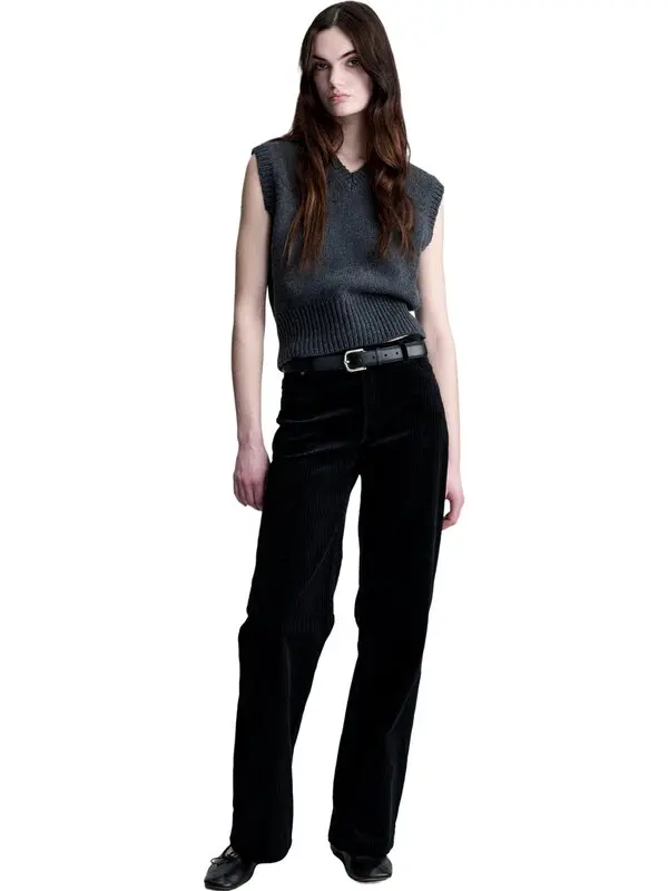 A.p.c. Vicky Sweater Sleeveless Charcoal Gray Wool Sweater - Charcoal Grey