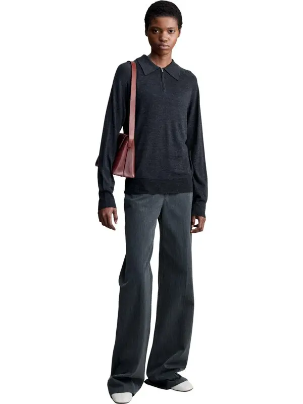 A.p.c. Marielle Long-sleeved Wool Polo Shirt - Charcoal Grey