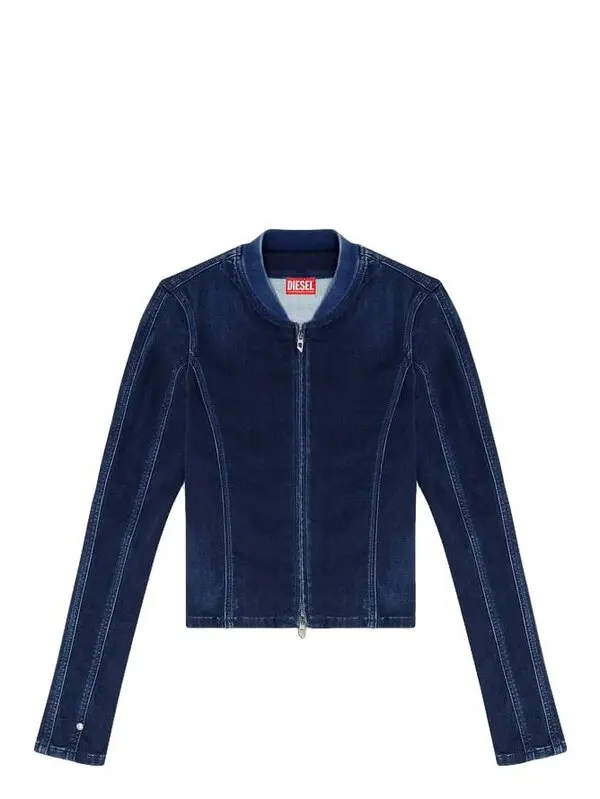 DIESEL® Cropped Joggjeans Bomber Jacket With Logo Detail - Blue