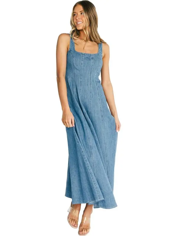 BLUE BLUSH Annie Denim Maxi Dress - Blue