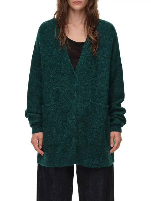 Bimba Y Lola Long Wool And Alpaca Blend Cardigan - Dark Teal