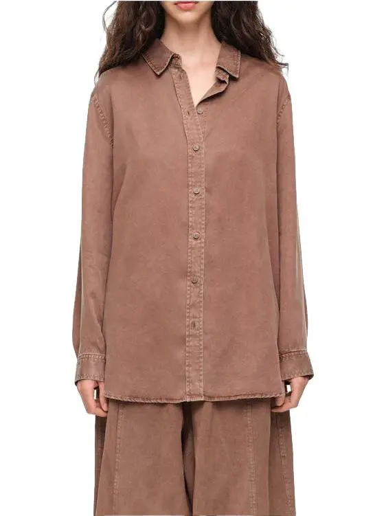 Bimba Y Lola Straight Fluid Lyocell Shirt - Washed Brown