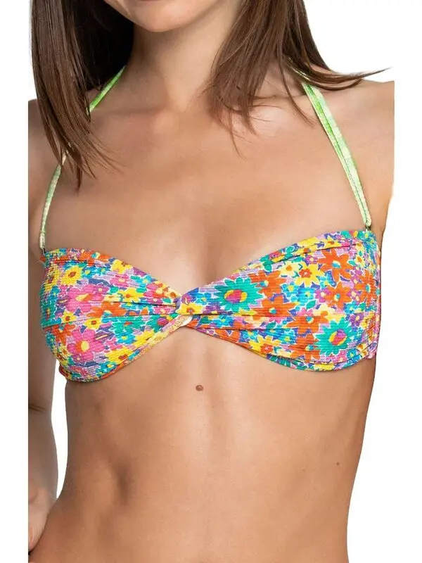 BRIGHT SWIMWEAR Nia Twist Front Bandeau Top - Meadow