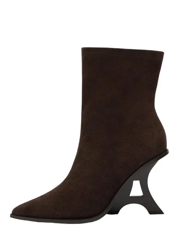 Manière De Voir Eiffel Heeled Suede Ankle Boots - Espresso