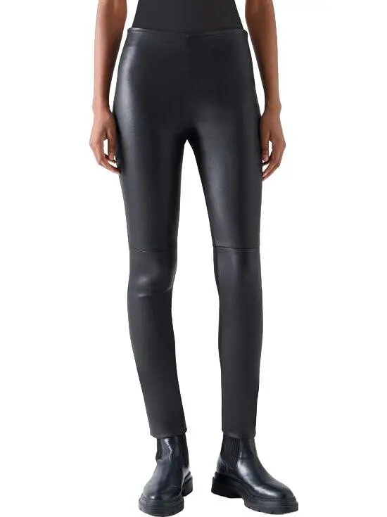 Akris Leather Front Jersey Back Leggings - Black