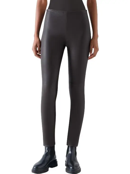 Akris Leather Front Jersey Back Leggings - Espresso