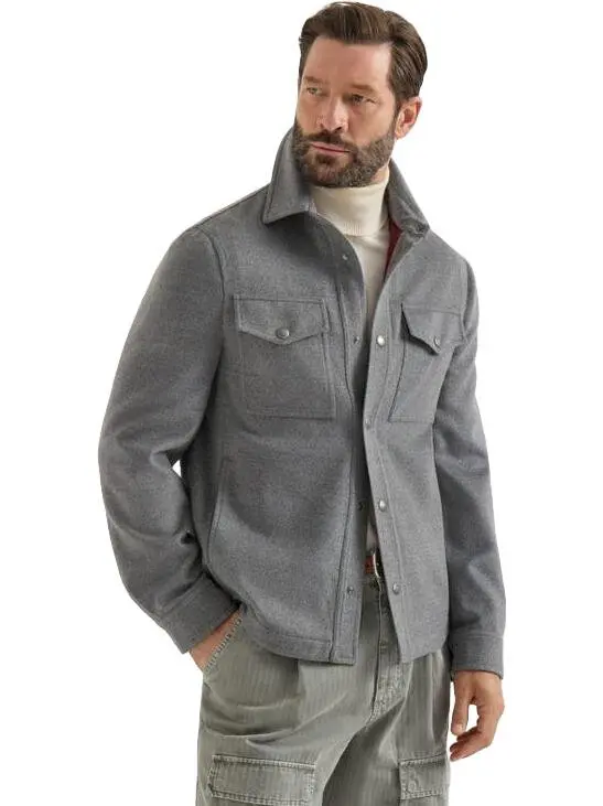 Brunello Cucinelli Lightweight Virgin Wool Shirt Jacket - Grey