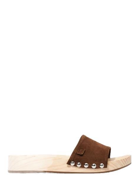 Bimba Y Lola Suede Wooden Platform Sandal - Toast