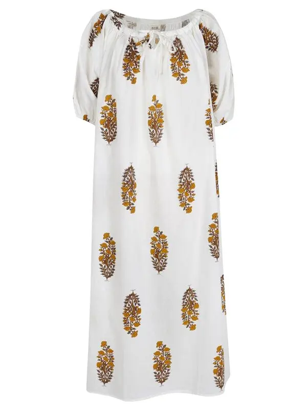 PAR Y ESCALA Justina Mustard Floral Print Maxi Dress - Yellow