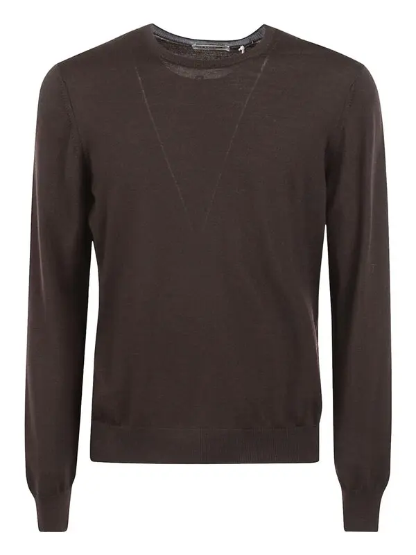 GRAN SASSO Crew Neck Long Sleeve Sweater - Brown