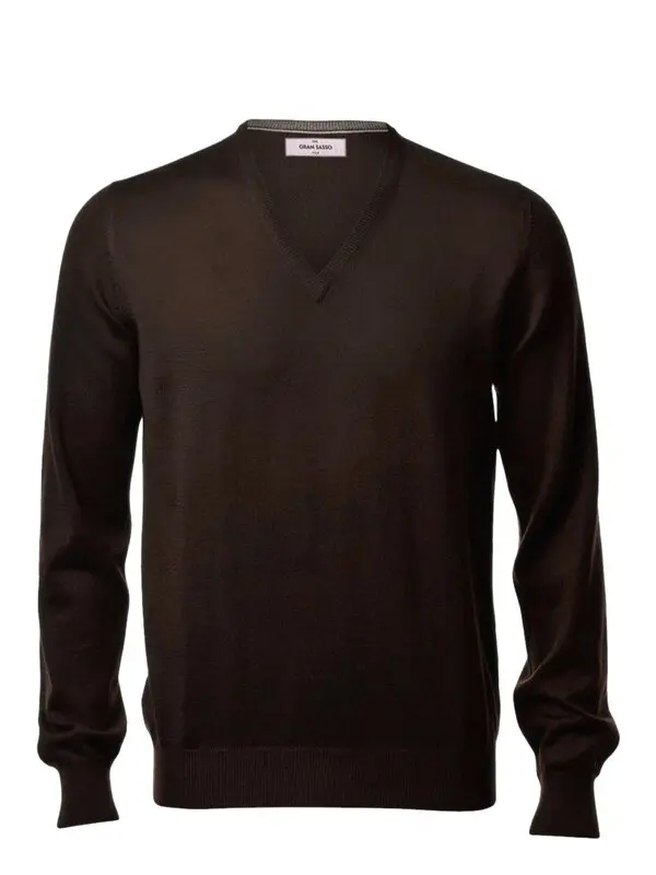 GRAN SASSO V-neck Long Sleeve Sweater - Black