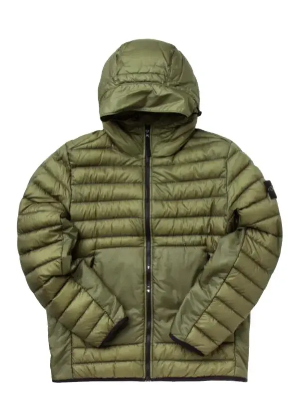 Stone Island Logo-patch Hooded Puffer Jacket - Olive Green