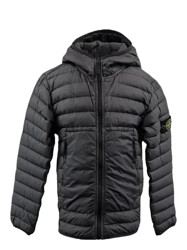 Stone Island Logo-patch Quilted Jacket - Charcoal-grey