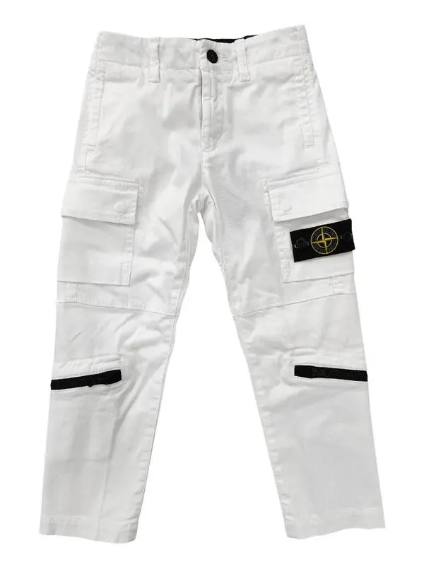 Stone Island Cargo Pants With Logo Detail - White