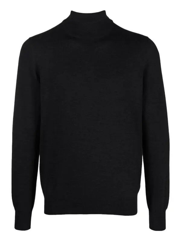 GRAN SASSO Ribbed Knit Turtleneck Sweater - Black