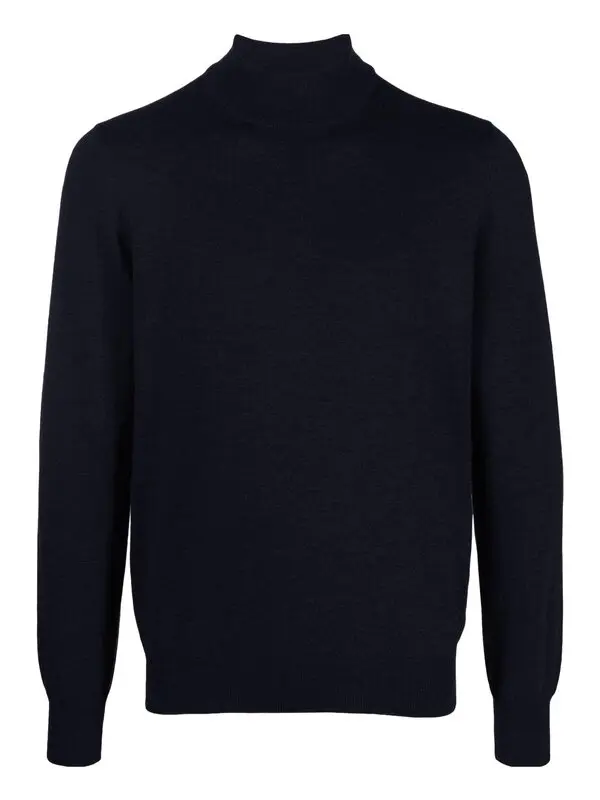 GRAN SASSO Virgin Wool Turtleneck Sweater - Dark Blue