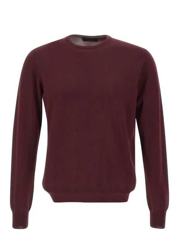 GRAN SASSO Crew Neck Knitted Sweater - Burgundy