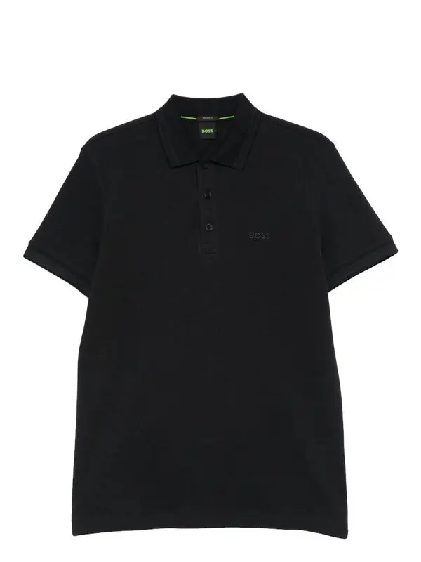 Hugo Boss Logo Embroidered Short-sleeved Polo Shirt - Black