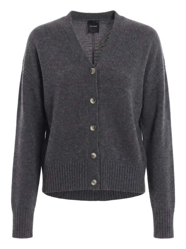 Pinko Ribbed-trim V-neck Cardigan - Black