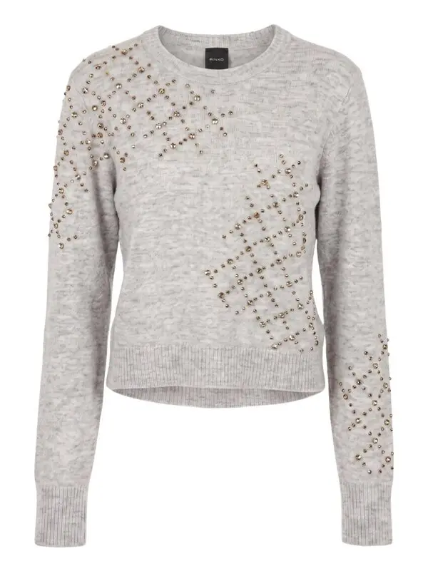 Pinko Embellished Long-sleeve Sweater - White