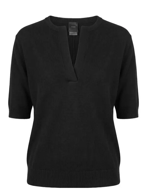 Pinko Short Sleeve V-neck Sweater - Black