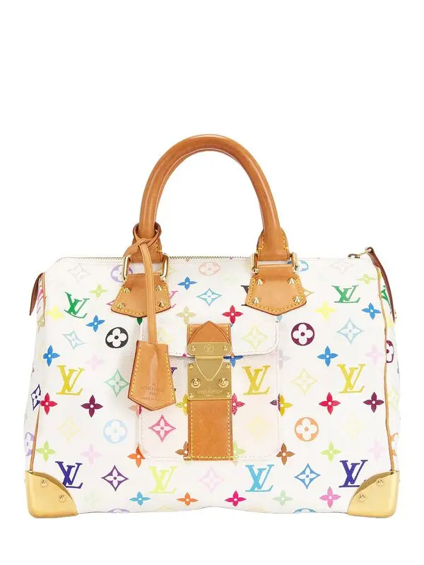 LOUIS VUITTON Monogram Speedy 30 Handbag - White