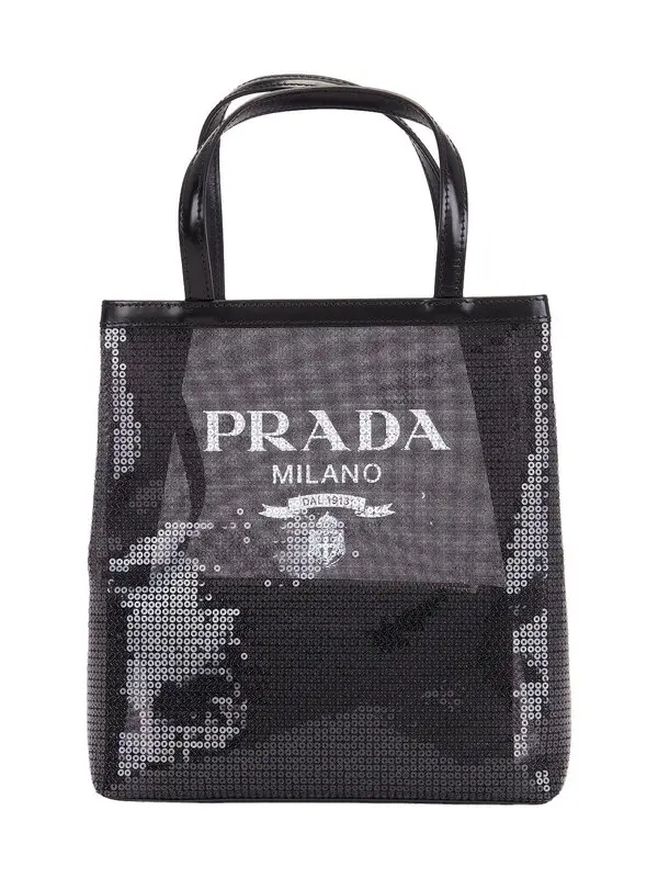 Prada Rete Paillettes Tote Bag - Black