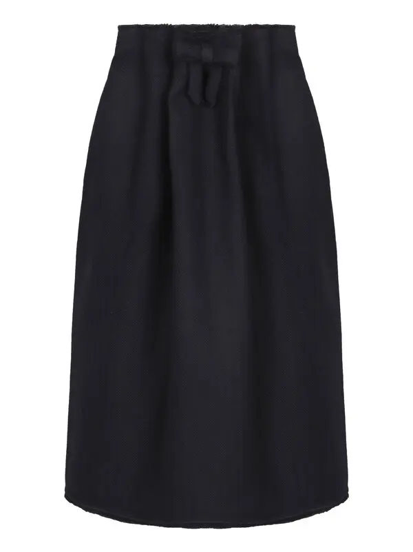 Prada Chevron Wool Midi Skirt - Blue
