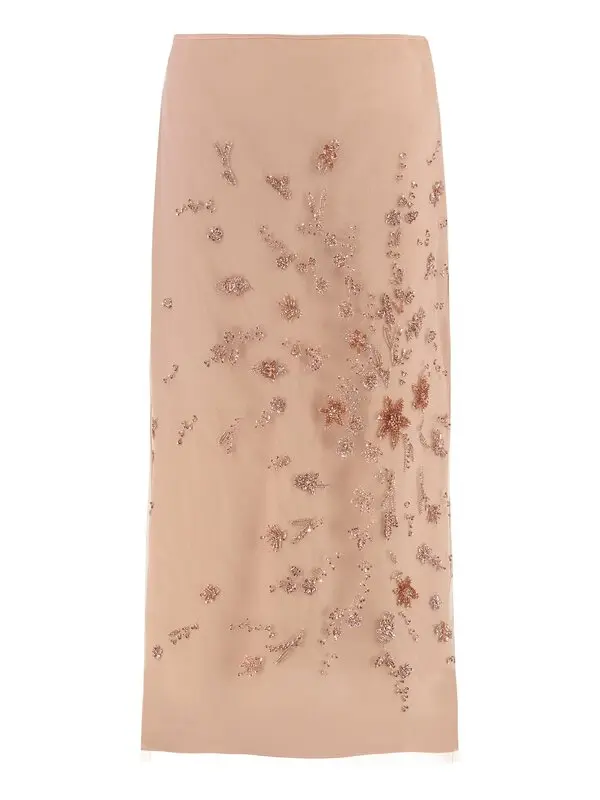 Fendi Antiqued Tulle Midi Skirt For - Pink