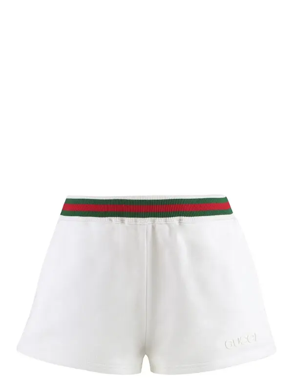 Gucci Cotton Shorts With Signature Web Detail - White