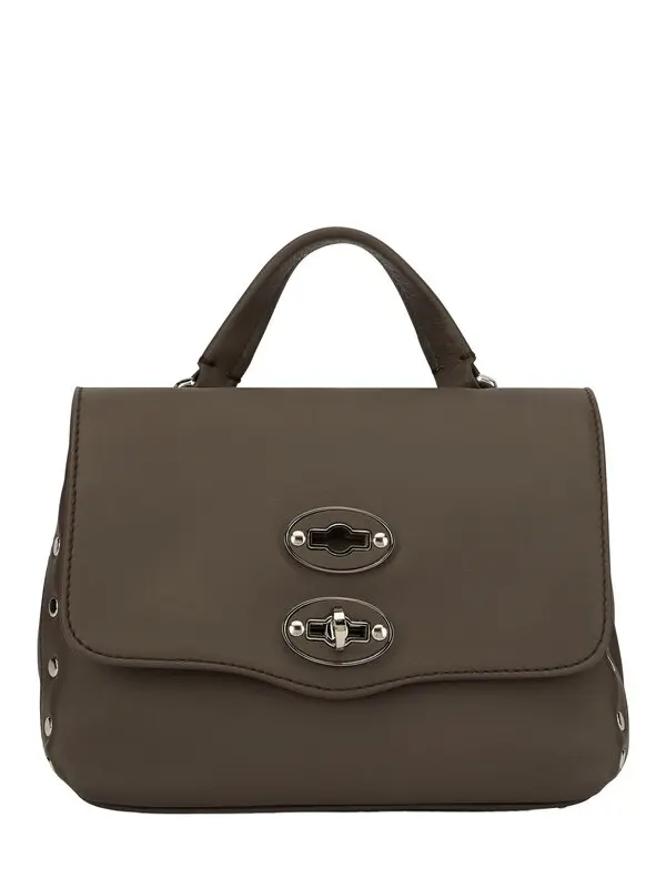 ZANELLATO Postman Small Leather Handbag With Structured Shape - Mud