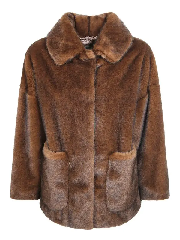 Herno Soft Faux Fur Overcoat - Marrone