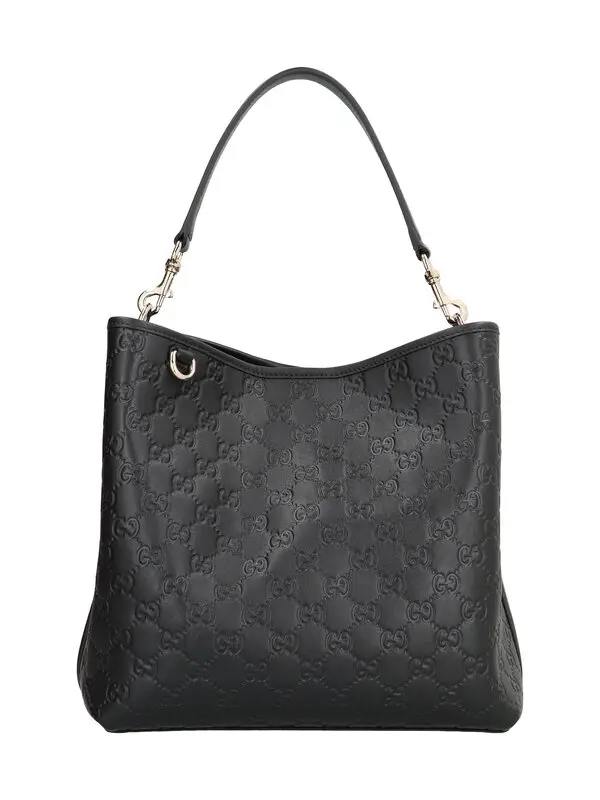 Gucci Gg Emblem Mini Leather Bucket Bag - Black