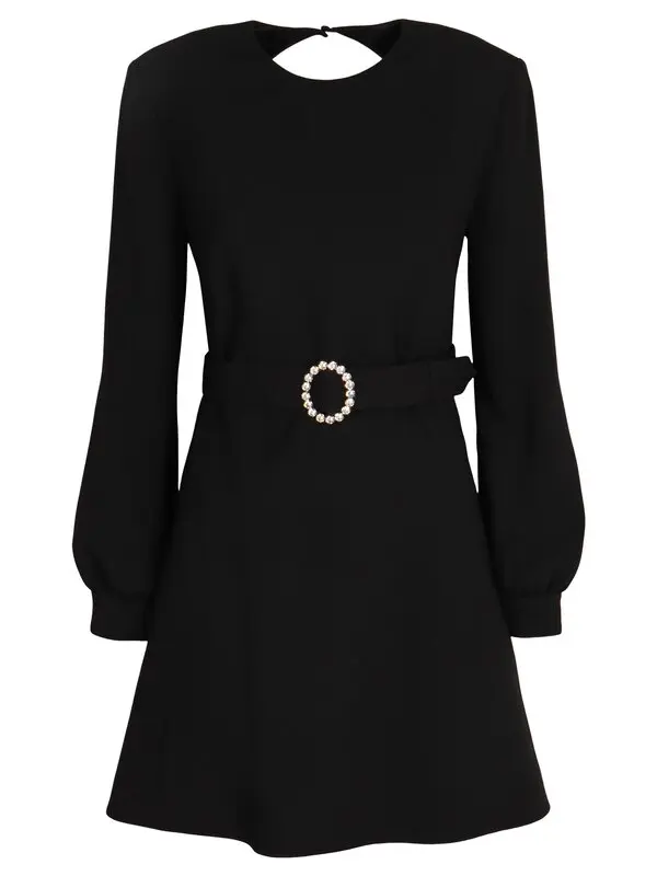 Saint Laurent Crepe Open-back Dress With Adjustable Belt - Black