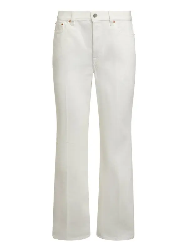 Gucci Flared Trousers With Leather Logo Tag - White