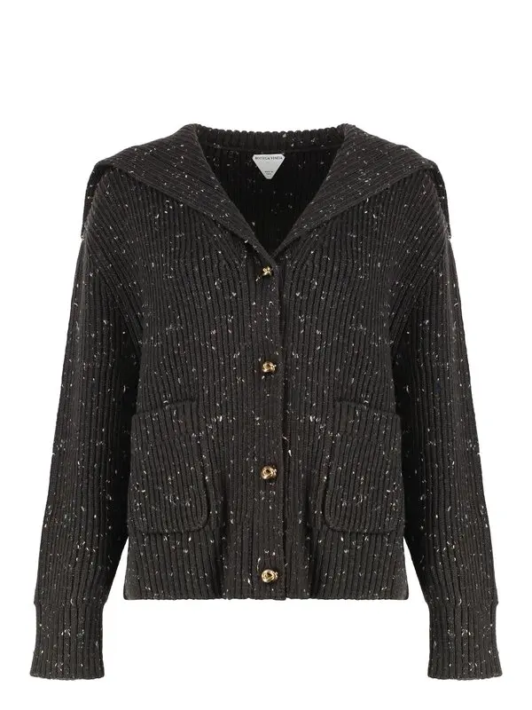 Bottega Veneta Heather Effect Wool Cardigan With Front Pockets - Brown