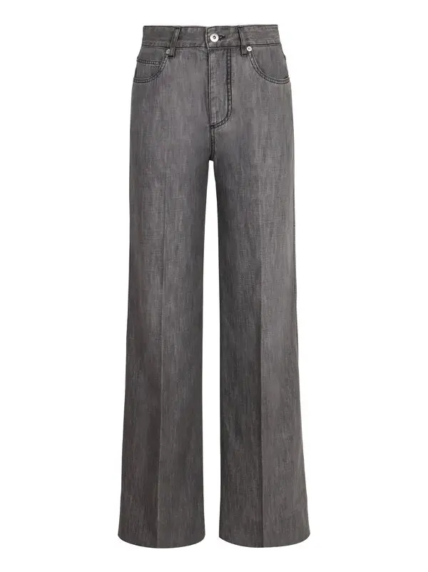 Bottega Veneta Bottega-style Wide-leg Jeans With Back Leather Tag - Grey