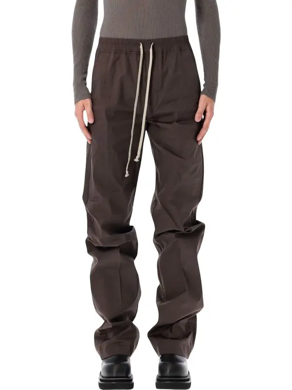 Rick Owens Dietrich Organic Cotton Poplin Drawstring Trousers - Dark Dust