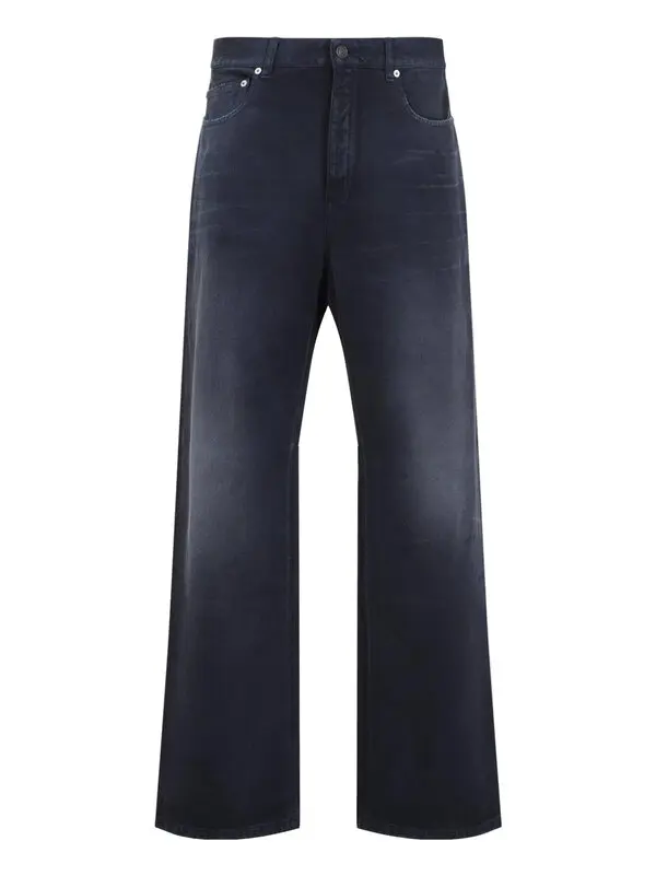 Balenciaga Curved Knee Cotton Pants - Blue