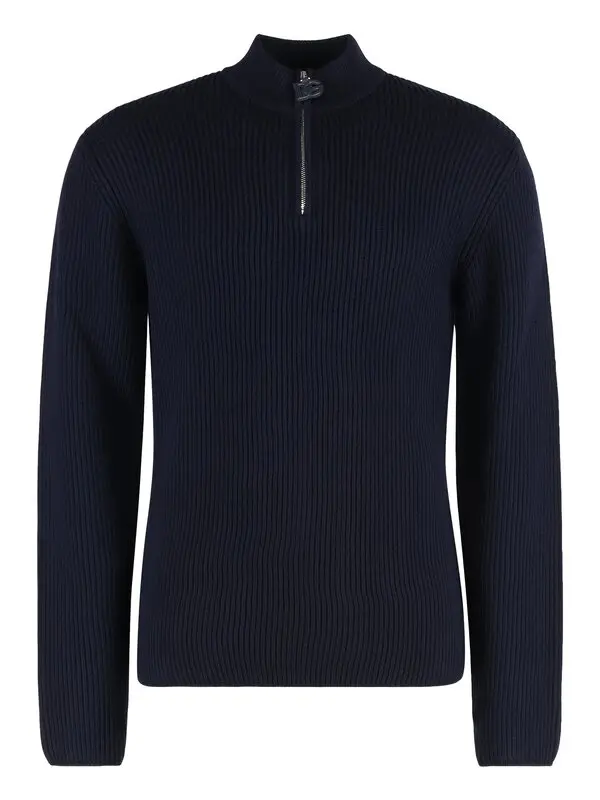 Dolce & Gabbana Virgin Wool Zip-collar Pullover Sweater - Blue