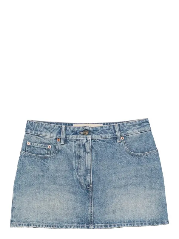 Valentino Garavani Denim Mini Skirt With Inner Culottes - Blu