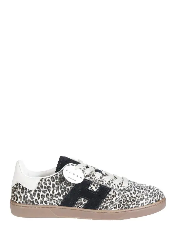 Hogan Leopard Print Lace-up Sneakers - Marrone