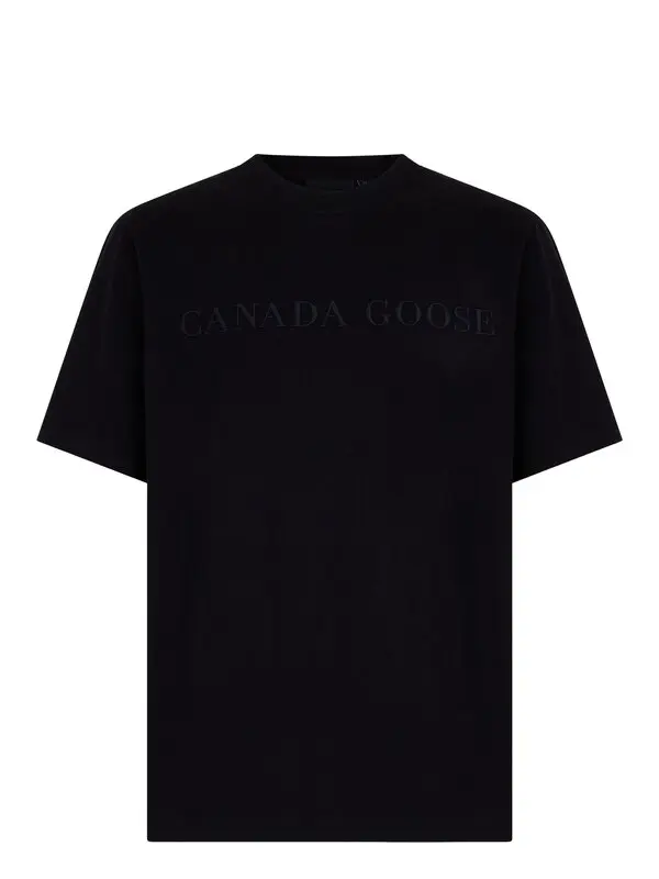 Canada Goose Cotton Crew Neck T-shirt With Embroidered Detail - Black