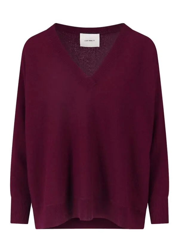 LISA YANG 100% Cashmere Crewneck Sweater For - Red