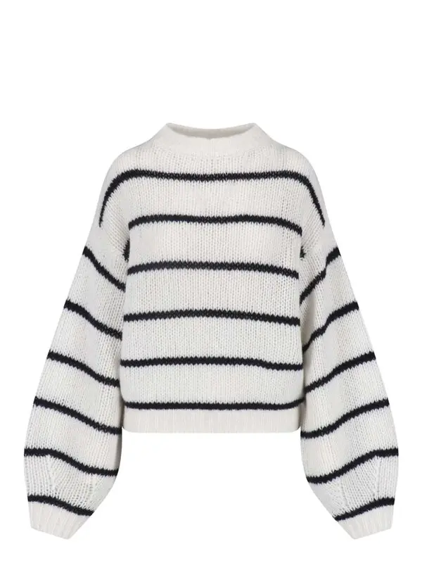 LISA YANG Striped Cashmere-silk Sweater - White