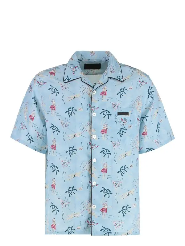 Prada Printed Viscose Silk-blend Shirt With Front Pocket - Multicolor
