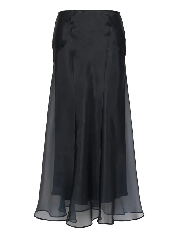Max Mara Mid-rise Silk Skirt With Side Zip - Blu